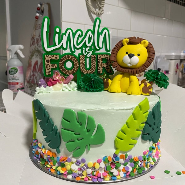 Edible Fondant Lion & Jungle Leaves Cake Topper Set - Etsy