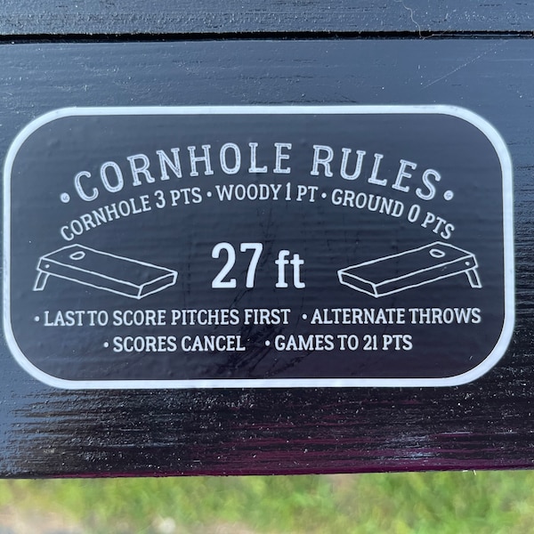 Cornhole Rules Sticker Set of 2 - Bag Toss Game Backyard Quick Rule ...