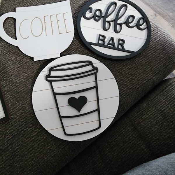 Coffee Bar Mini Signs -coffee - Coffee Cup - Coffee Bar - Tier Tray ...