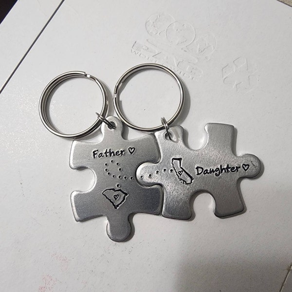 Puzzle Piece Keychains, Couple Keychains, Connected by Heart ...
