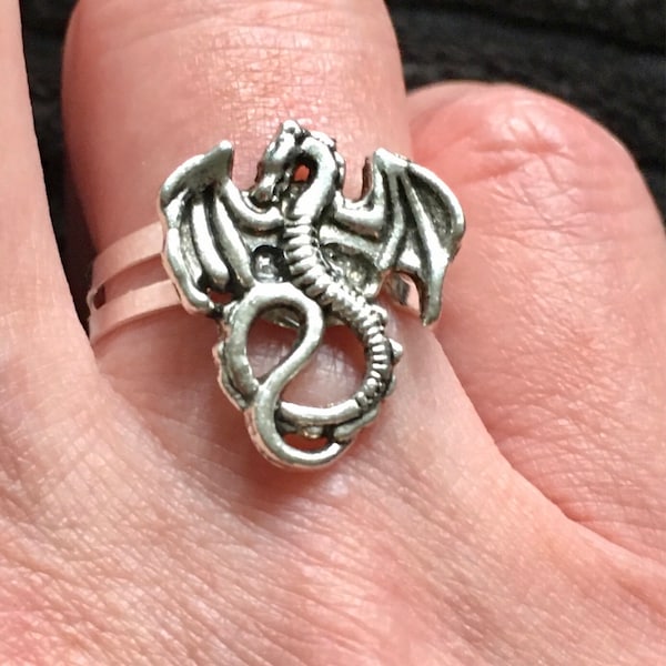 Dragon Ring / Adjustable Silver Dragon Ring Renaissance Faire Costume ...