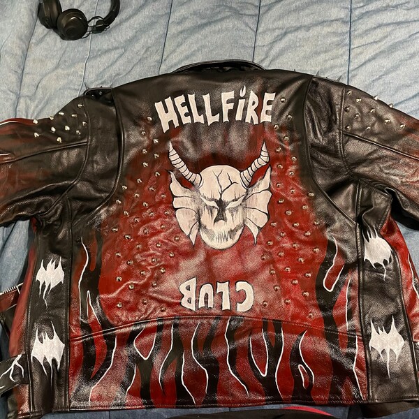 ETERNAL OCTOBER | Punk Horror Halloween Studded Spiked Painted Jacket ...