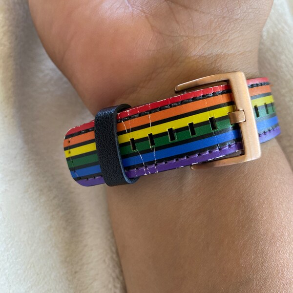 Black and Rainbow Striped LGBTQ Pride Apple Watch Band Gay Pride Apple ...