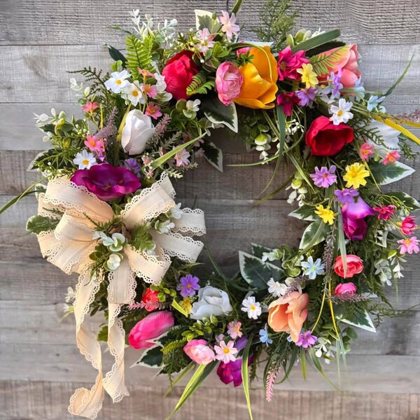 Elegant 4th of July Front Door Wreath | Patriotic Red White Blue Wreath ...