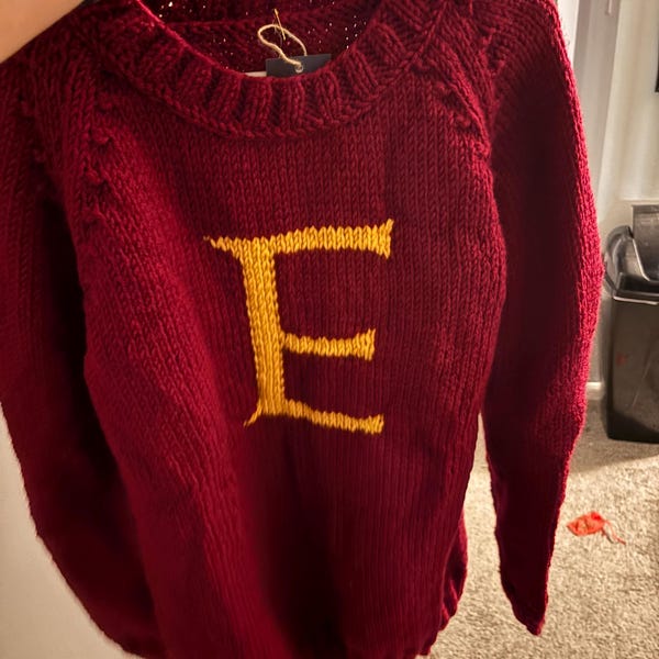 Monogram Weasley Jumper Letter Magic Gift Handmade Custom Wool Sweater ...