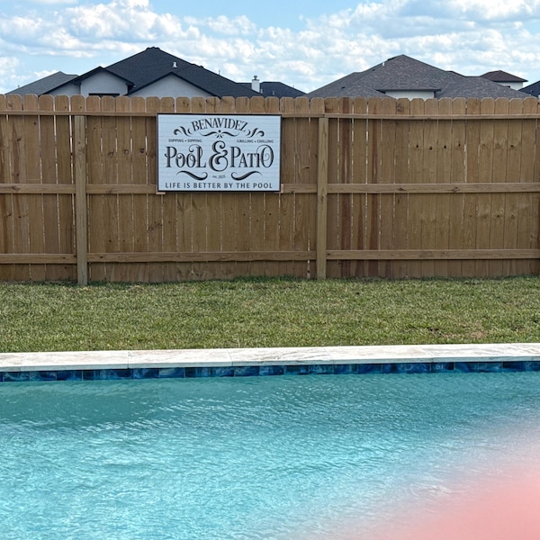 Personalized Pool and Patio Sign, Patio Decor, Personalized Sign ...