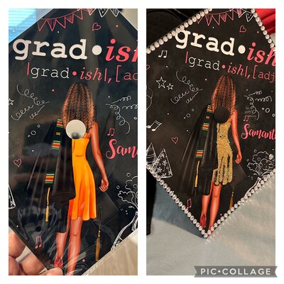 Grad-ish Graduation Cap Topper , Black Queen Grad Cap Topper ...
