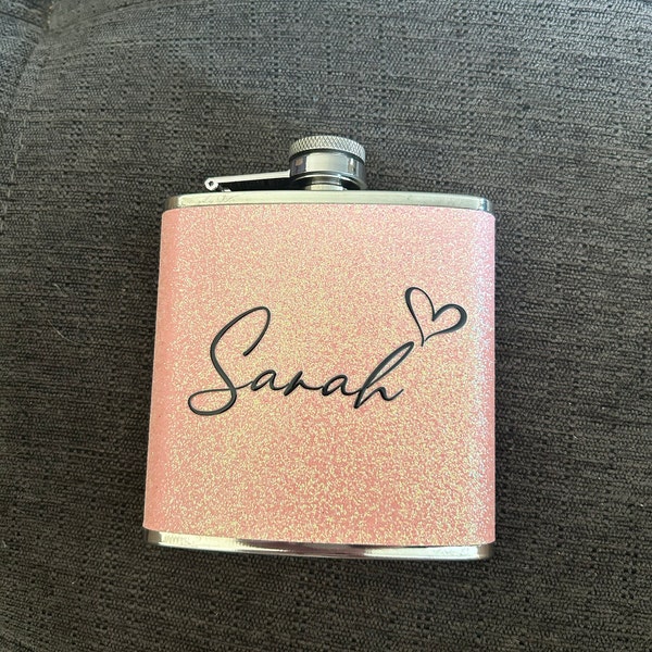 Personalized Flask, Glitter Stainless Steel 6 Oz Hip Flask, Gifts for ...