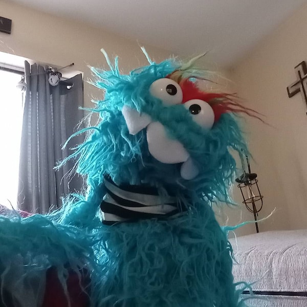 Blue Shaggy Fuzz Pro Monster Hand Puppet - Etsy