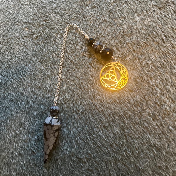 Larvikite Pendulum With Larvikite and Clear Quartz Beads, Silver Plated ...