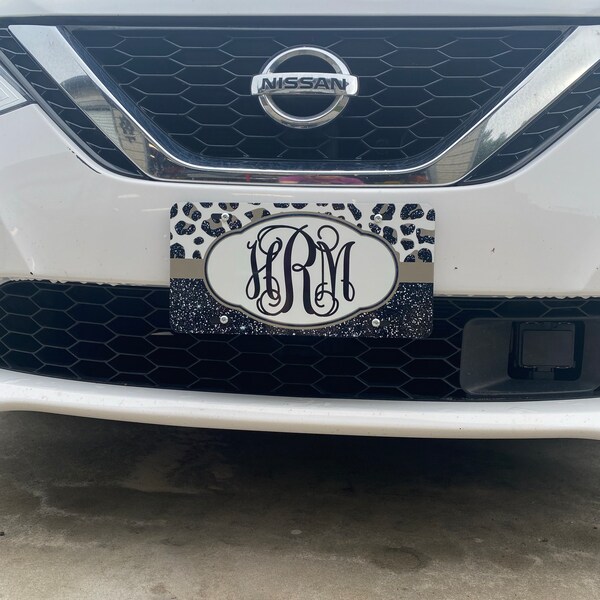 Cheetah Print Glitter Effect License Plate | Personalized Car Tag - Etsy