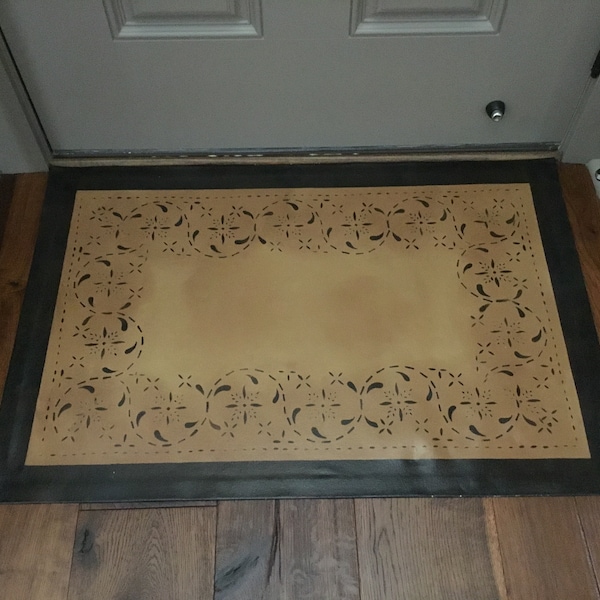 Early American Floorcloth Area Rug. Primitive Floor Cloth. May House ...