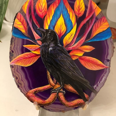 Hand Painted Swallowtail Butterfly Stone, Original, Agate, Metaphysical ...