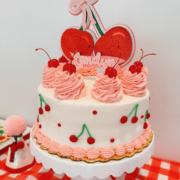Cherry Theme Cake Topper | Custom Cake Decoration | Personalized ...