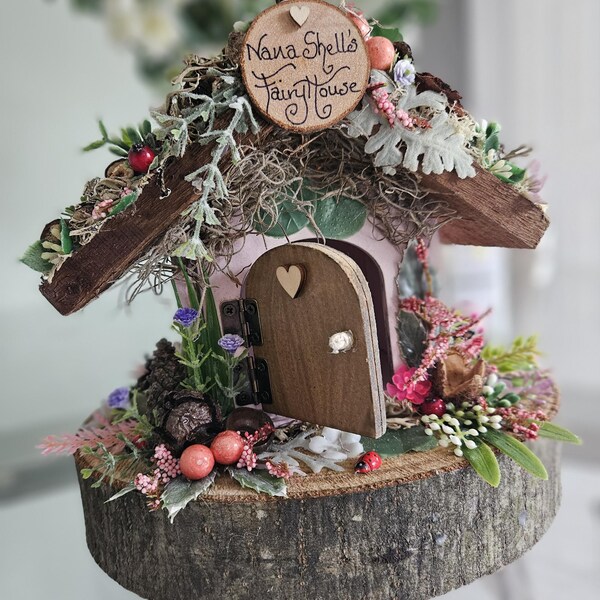 Large Fairy House, Pink Fairy Cottage, Fairies, Personalised Fairy ...