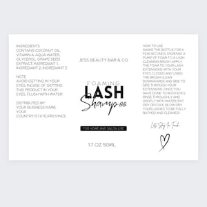 DIY Lash Shampoo Template, Lash Bath Label, Eyelash Cleanser Sticker ...