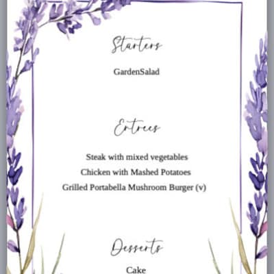 Cherry Blossom Wedding Menu Template, Spring Dinner Menu, Editable ...
