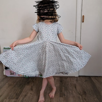 Easy Girls Twirl Dress Pattern Full Twirly Tiers Puff Sleeves 2 Styles ...