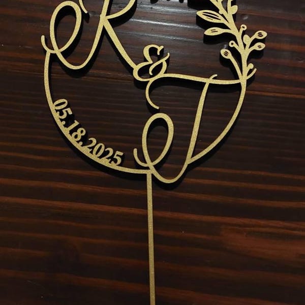BOHO Wedding Cake Topper, Gold Cake Topper for Wedding, Personalized ...