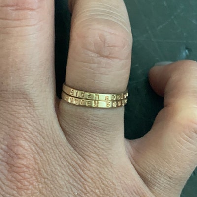 Stackable Skinny Gold Name Ring, Stacking 14K Name Ring, Custom ...