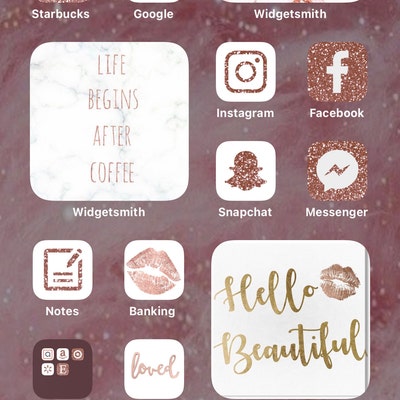 Ios14 Rose Gold Glitter Icon Pack Rose Gold iPhone IOS14 App Icons ...