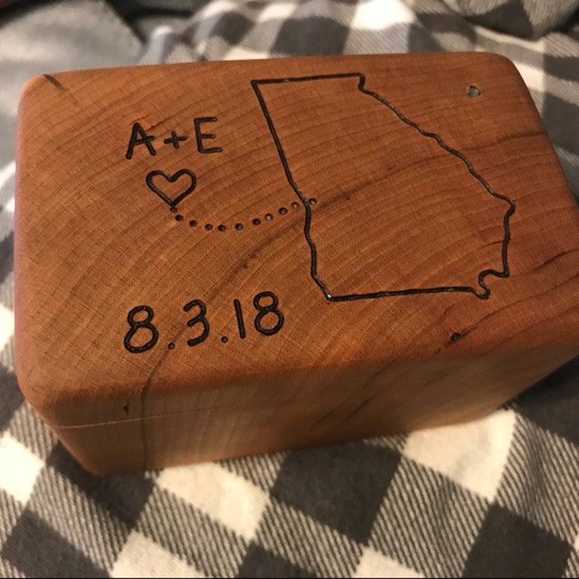 Wood Ring Box Double Ring Box Rustic Wedding Personalized | Etsy