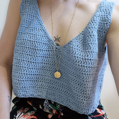 Crochet Tank Top Pattern Modern V-neck Tank Top Easy Summer Top DIY ...