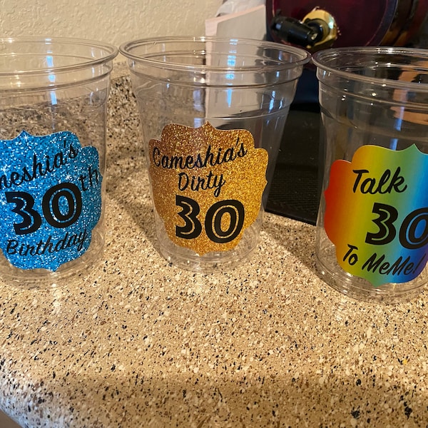 30th Birthday Cups, 30th Birthday Party Favor, 30 AF, Dirty Thirty ...