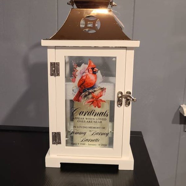 Cardinal Memorial Lantern | Personalized Sympathy Lantern With Red ...