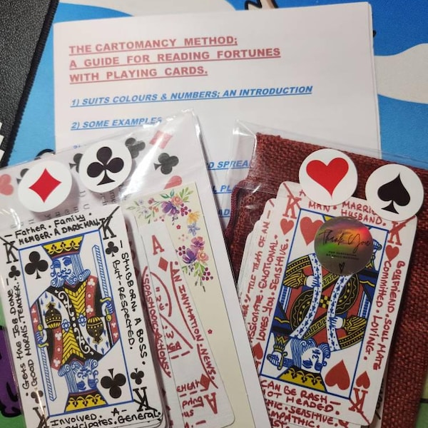 Cartomancy Learner Deck Handprinted & Cartomancy Method Booklet - Etsy