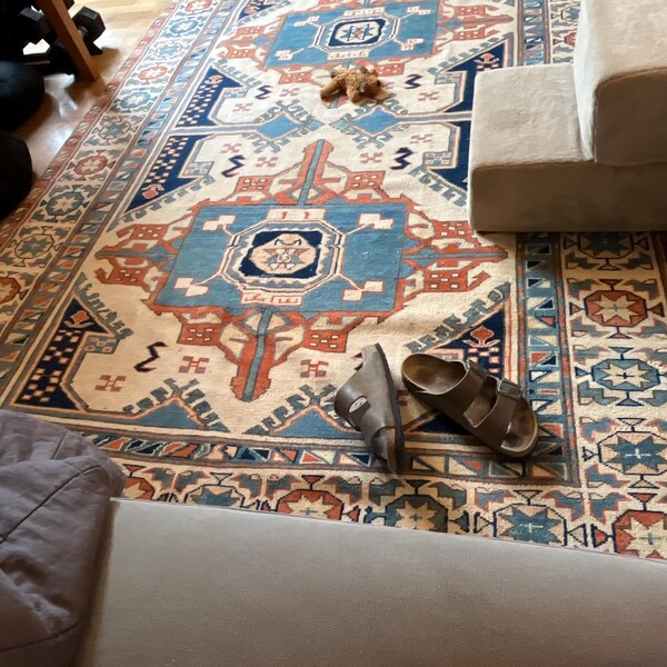 5x9 Muted Pink Green Vintage Turkish Area Rug, 5x9 Pastel Oushak Rug ...