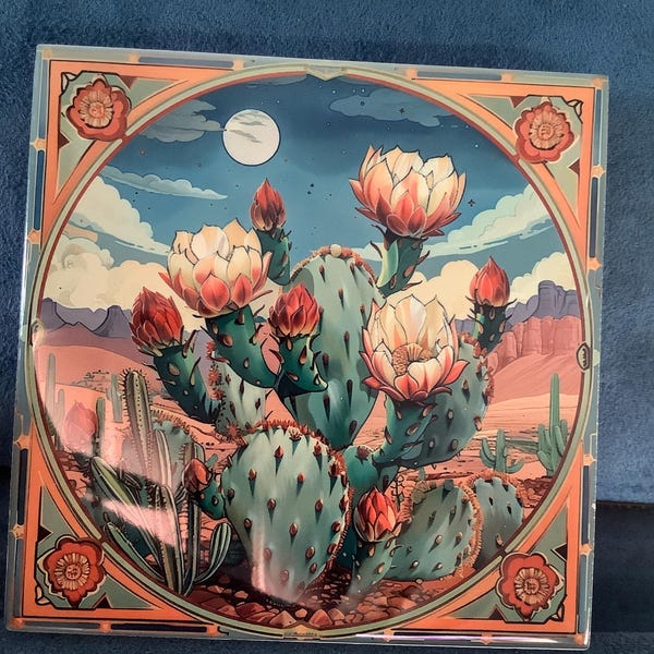 Bellflower Art Nouveau Decorative Tile | Drink Coaster | Desert Home ...
