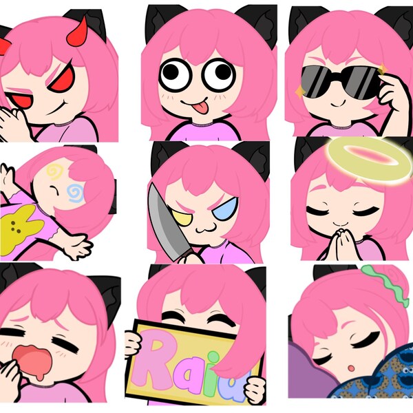 SUPER SET Cute Girl Chibi Emotes vanilla Skin/light Pink Hair for ...