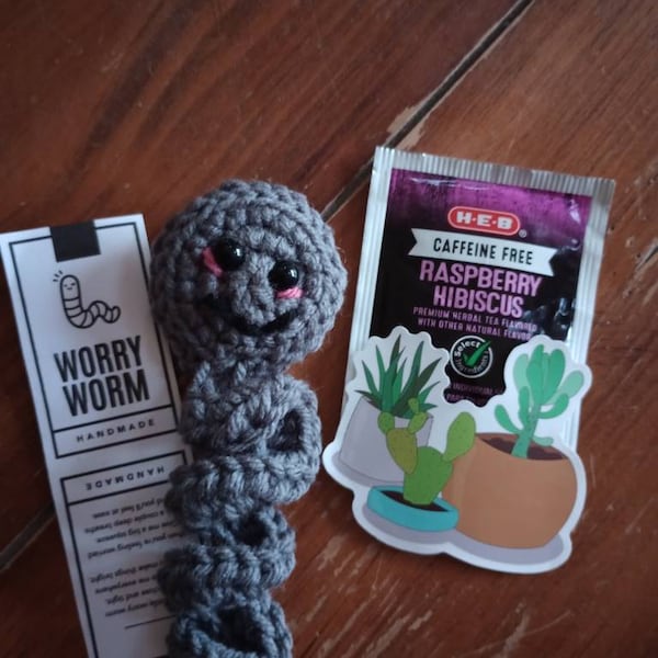 Worry Worm Buddy, Anxiety Pet, Fiddle Toy, Amigurumi ~4-5”, Handmade ...