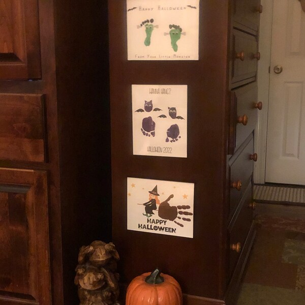 Halloween Handprint Footprint Craft Bundle, Fall Printable Gift ...