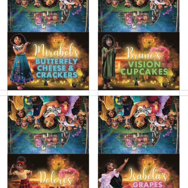 Encanto Party Food Labels, 12 Designs, Encanto Food Tents, Encanto ...