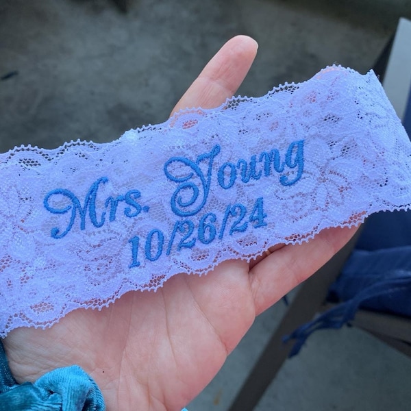 Wedding Garters Set or Single Personalized, Embroidered Bride Keepsake ...