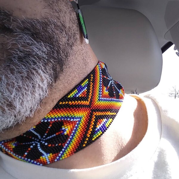 Beautiful Mexican Choker Necklace, Huichol Necklace, Ethnic Necklace ...