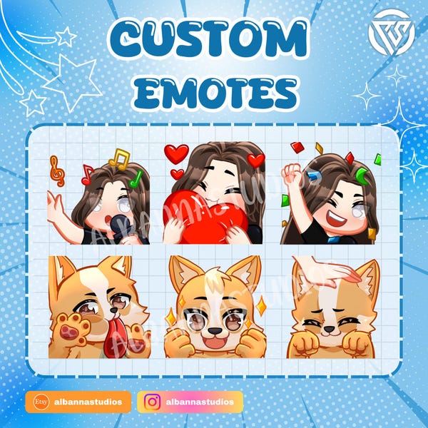 Custom Twitch Emotes or Kick Emote and Animated Emotes, Vtuber Cute ...