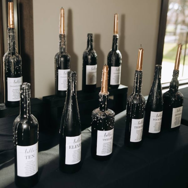 Wedding Table Numbers Wine Label/wine Bottle Seating Chart/wine Bottle ...