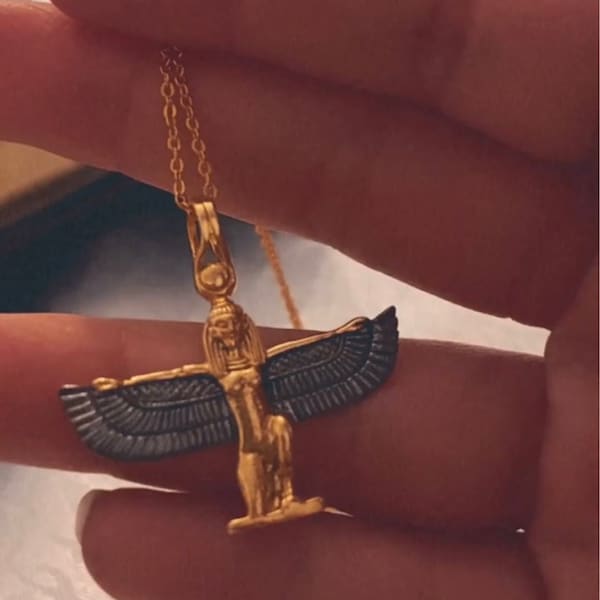 Goddess Isis Necklace, Hathor Charm, Egyptian Isis With Outstretched ...