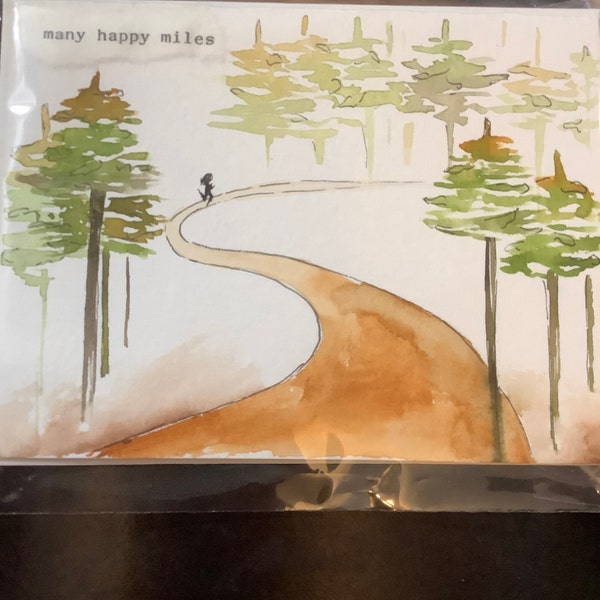 Trail Runner Card, Trail Running Card, Running Card, Hand Painted Card ...