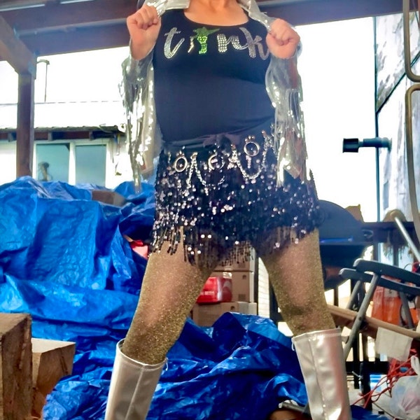 Rave Outfit , Festival Clothing , Festival Outfit Gold Sequin Skirt Tie ...