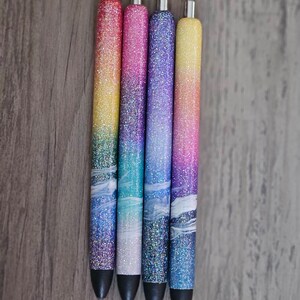 Rainbow Ombre Glitter Beach Pens, Custom Ink Joy Gel Pens, Beach ...