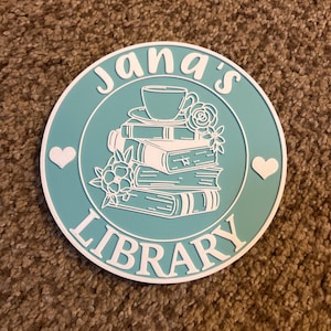 Personalized Laser Engraved Birch Wood Library Street Sign Bookshelf ...