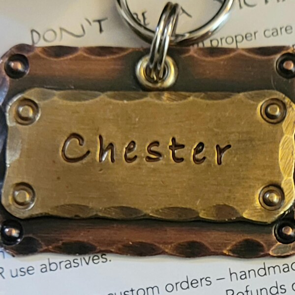 Large Dog Tag - Personalized Pet ID Tag With Hand Stamped and Engraved ...