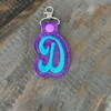 Key Fob Snap Tab Monogram Alphabet Initial Script Letters From A up to ...