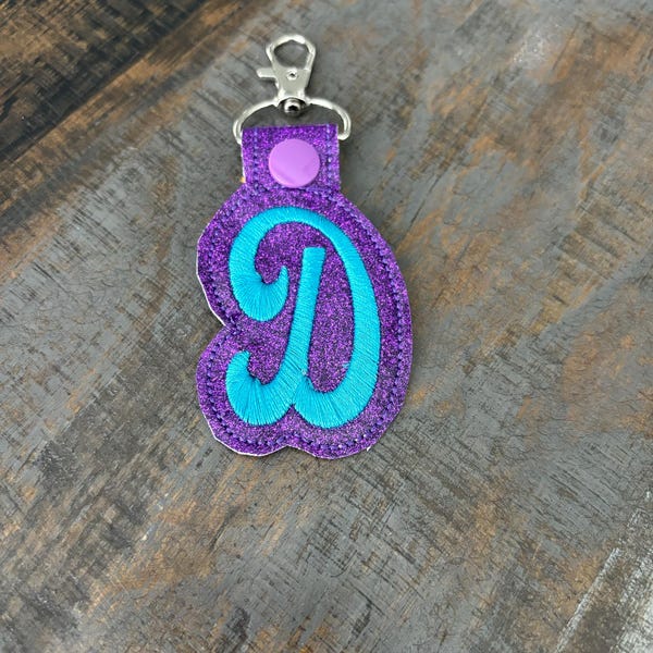 Key Fob Snap Tab Monogram Alphabet Initial Script Letters From A up to ...
