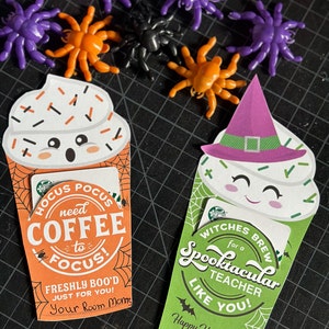 Halloween Coffee Gift Card Printable, Teacher Gift, Staff Gift ...