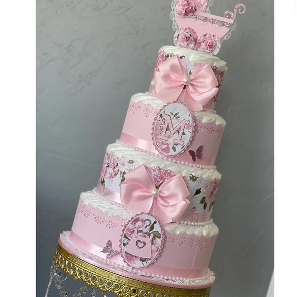 ABC Blocks Diaper Cake/bear Diaper Cake/baby Girl Diaper Cake/pastel ...